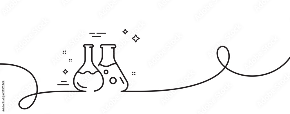 Chemistry lab line icon. Continuous one line with curl. Laboratory ...