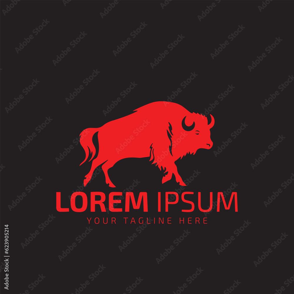bull logo icon silhouette bison, ox logo symbol style bull vector ...