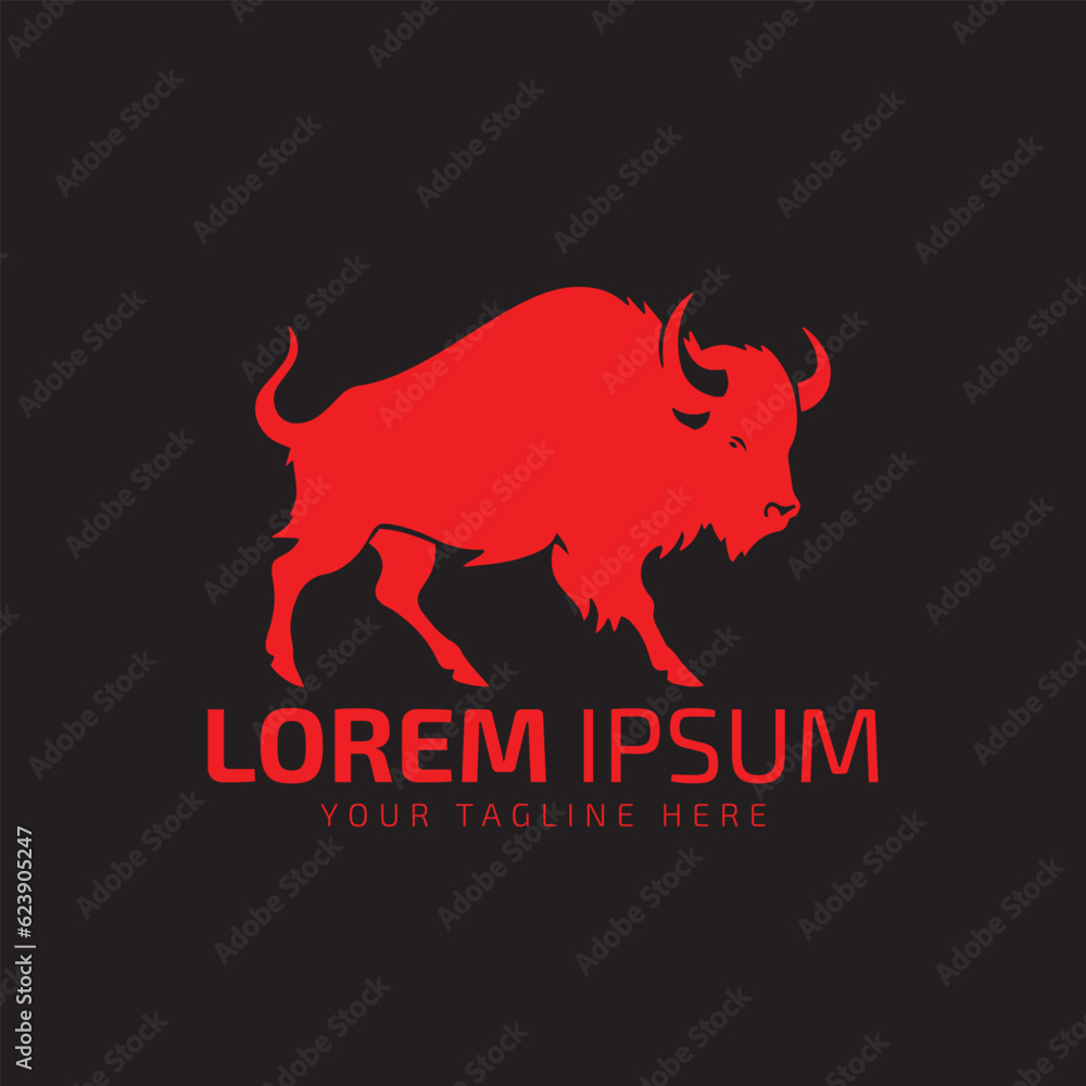 Vetor de bull logo icon silhouette bison, ox logo symbol style bull ...