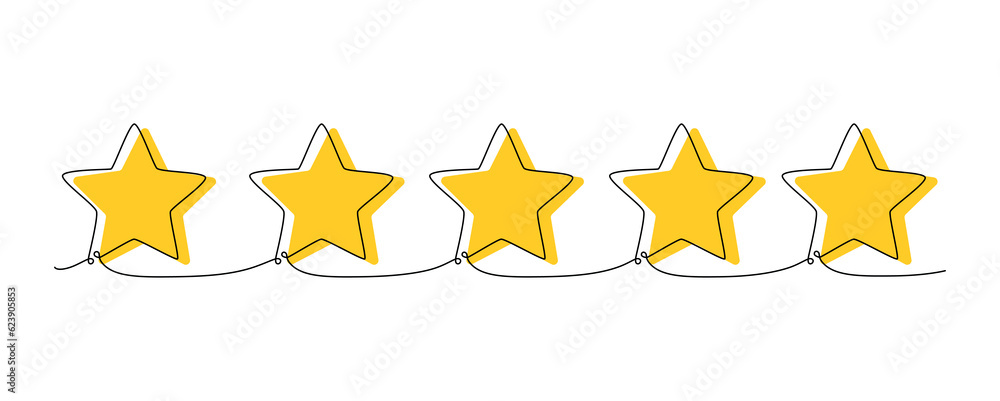 Rating stars one single hand drawing line. Vector stock illustration ...