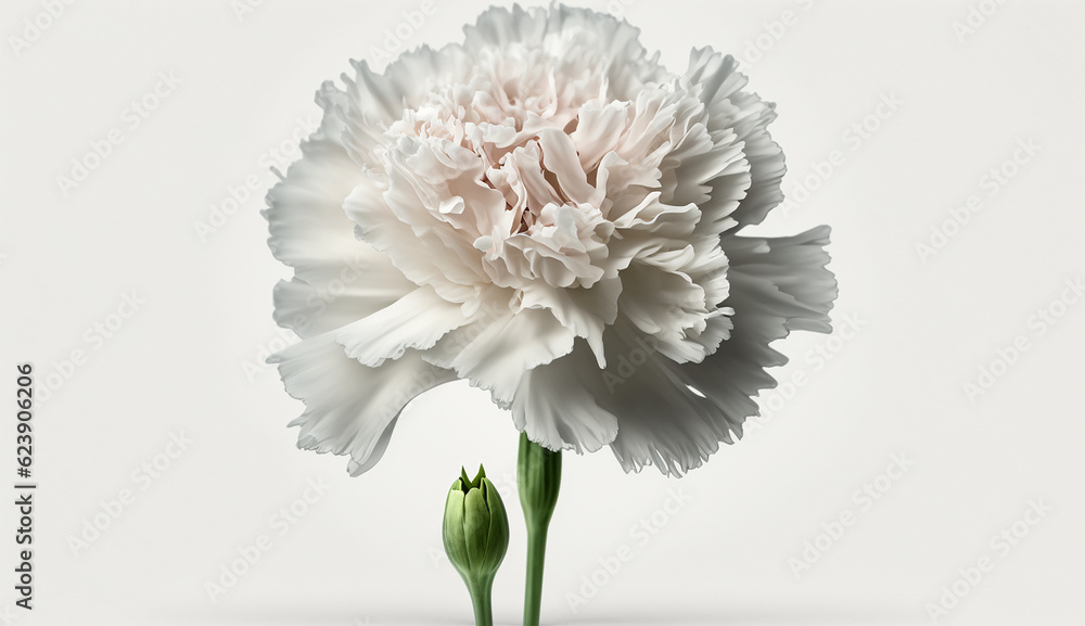 White carnation flower corsage wedding paper breath white background ...