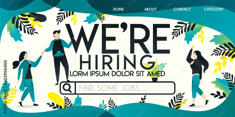 we're hiring vector illustration concept, man who is helping a woman ...