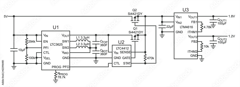 Engineer scheme of electronic device. Vector drawing electrical circuit ...