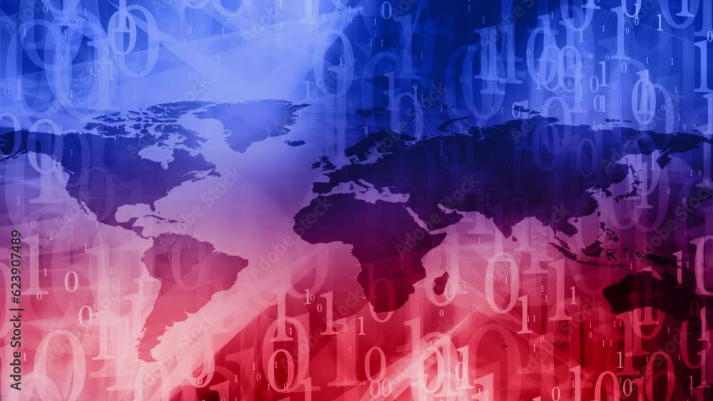 Securing Data Binary Code Animation With Encryption And Decryption In A World Map Background