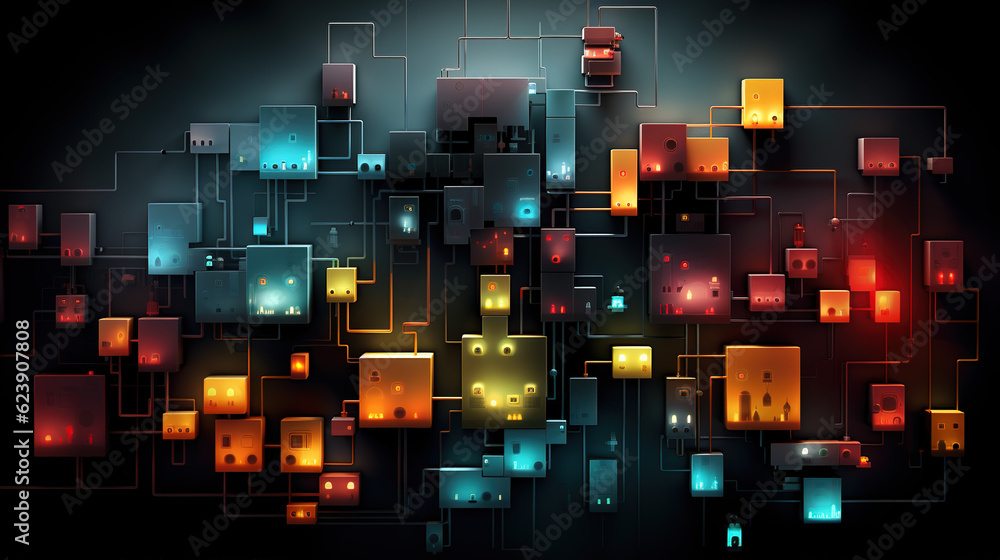 Tetris Space Invaders, minimalist concept in dark, colors. stylish ...