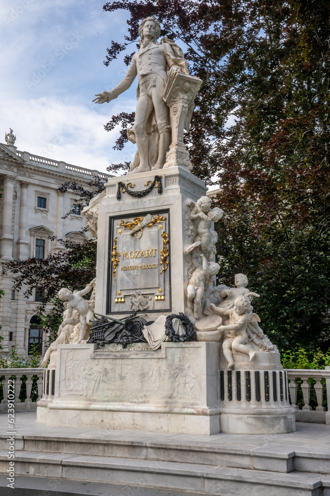 Vienna, AT – June 9, 2023 - Vertical view of the historic Mozart ...