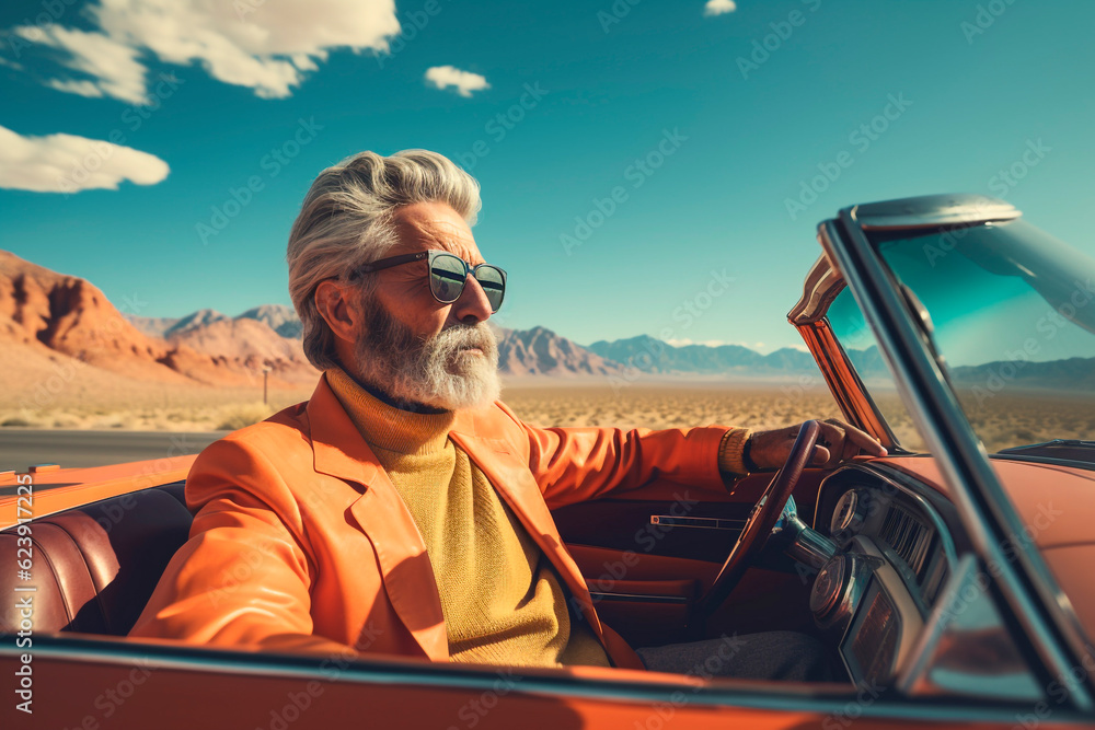Man in Convertible - elderly man in convertible - old man driving car ...
