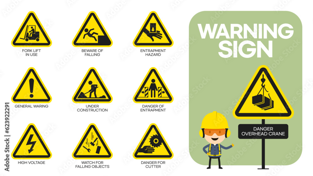 warning sign sets and characters checking signs Stock Vector | Adobe Stock