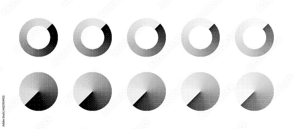Circles With Various Density of Bitmap Dither Clockwise Gradient Vector ...