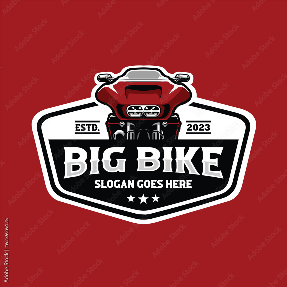 Red Big Bike Cruiser Motorbike Emblem Logo Vector Illustration Isolated ...