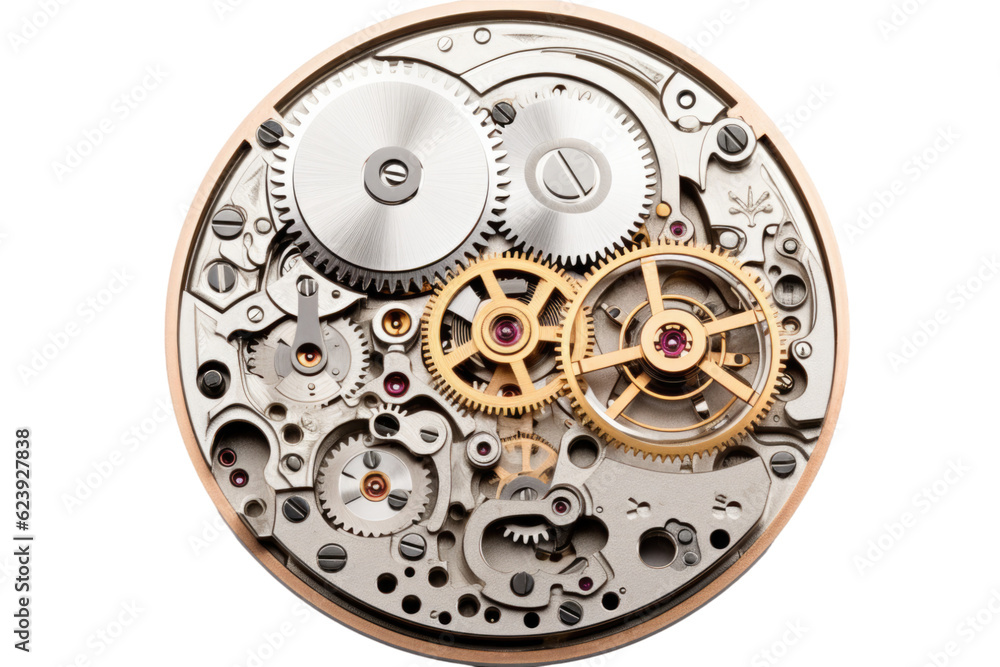 the inner workings of a mechanical watch, abstract shape isolated on a ...