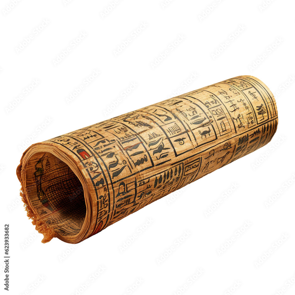 Egyptian papyrus scroll. isolated object, transparent background Stock ...