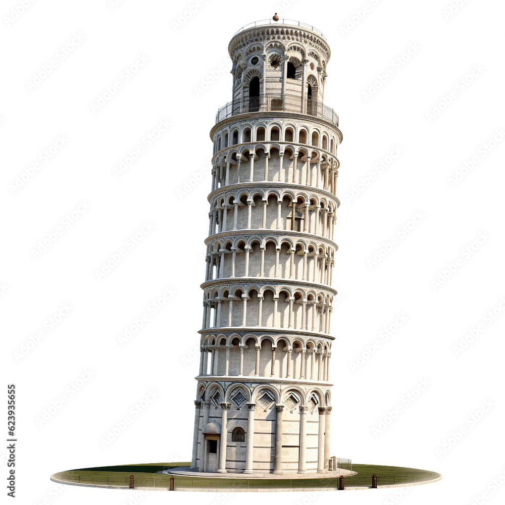 Leaning Tower of Pisa . isolated object, transparent background Stock ...