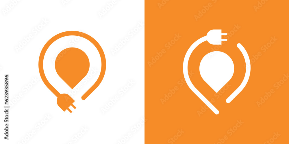 logo design electrical and pin location icon vector inspiration Stock ...