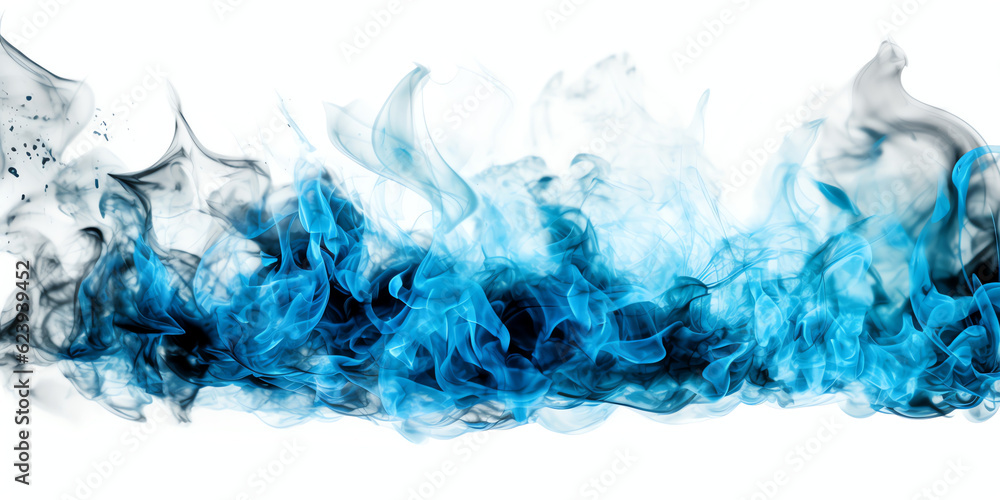 Blue fire flame with smoke transparent texture isolated - Generative AI ...