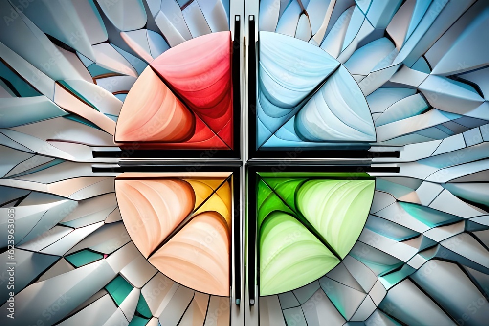 four quadrants of a circle isolated with metallic rods and each has ...