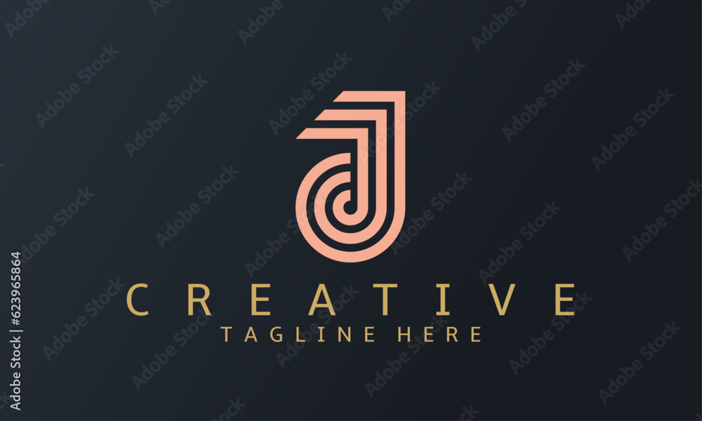logo design template. Letter J Creative Logo Design, Gold color Premium ...