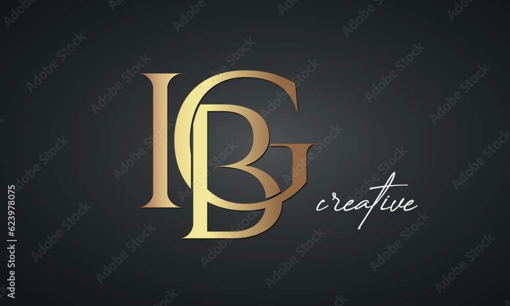 luxury letters IBG golden logo icon premium monogram, creative royal ...