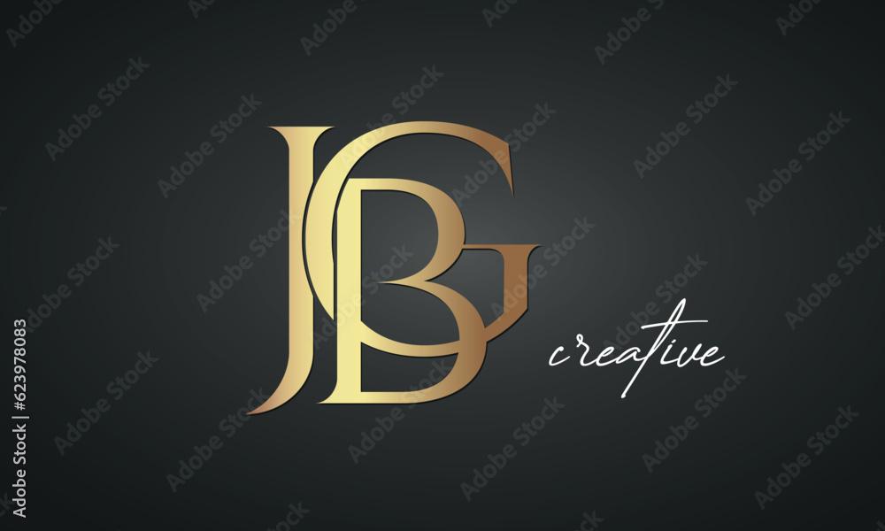 luxury letters JBG golden logo icon premium monogram, creative royal ...