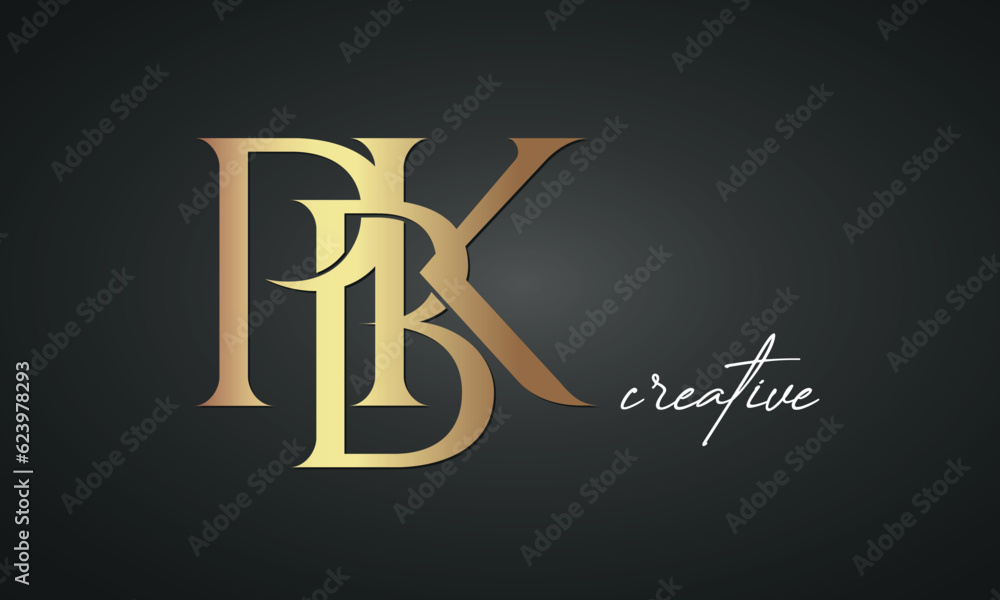 luxury letters PBK golden logo icon premium monogram, creative royal ...