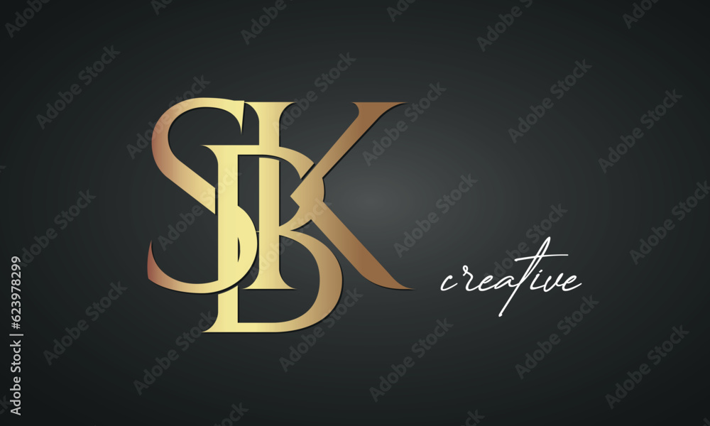 luxury letters SBK golden logo icon premium monogram, creative royal ...