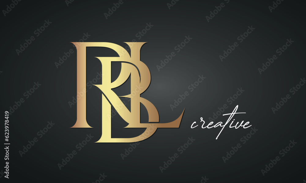 luxury letters RBL golden logo icon premium monogram, creative royal ...