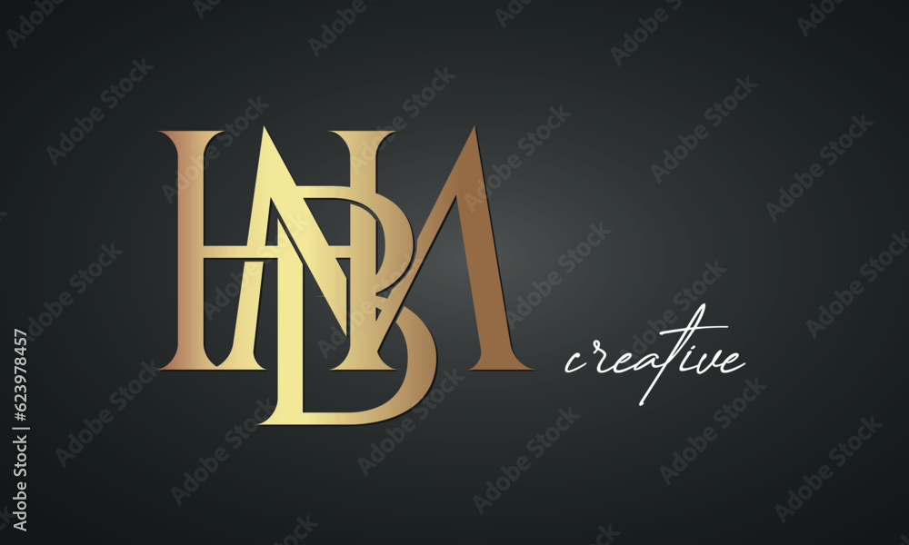 luxury letters HBM golden logo icon premium monogram, creative royal ...