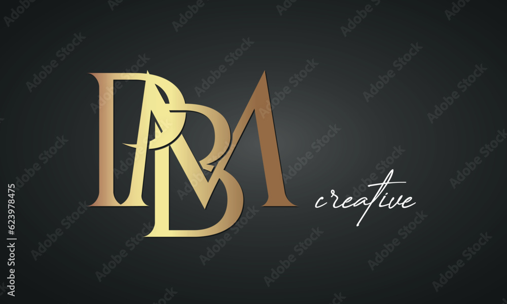 luxury letters PBM golden logo icon premium monogram, creative royal ...