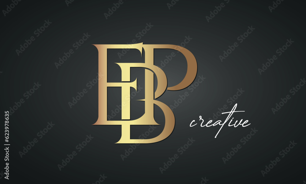 luxury letters EBP golden logo icon premium monogram, creative royal ...