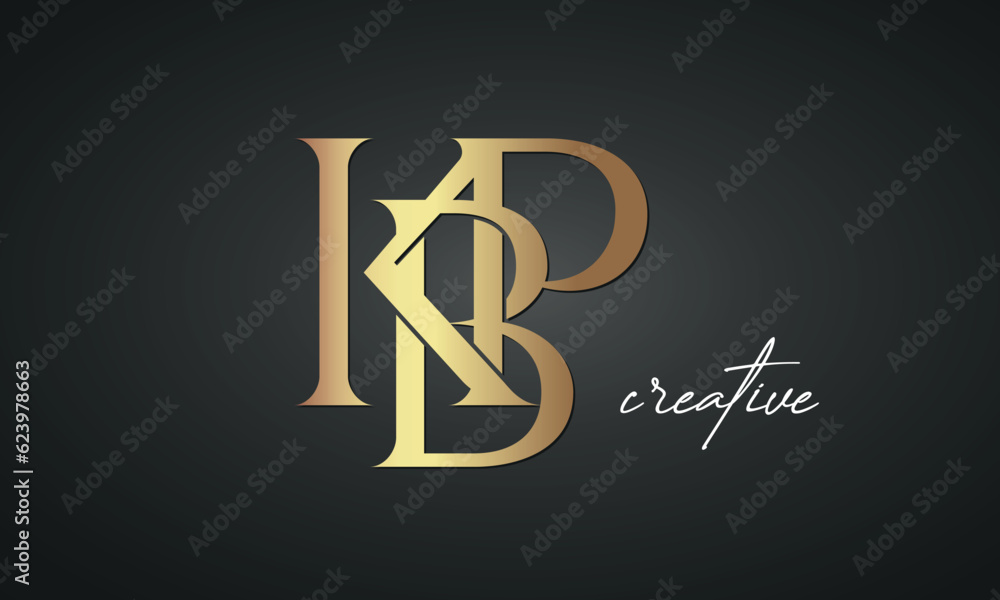 luxury letters KBP golden logo icon premium monogram, creative royal ...