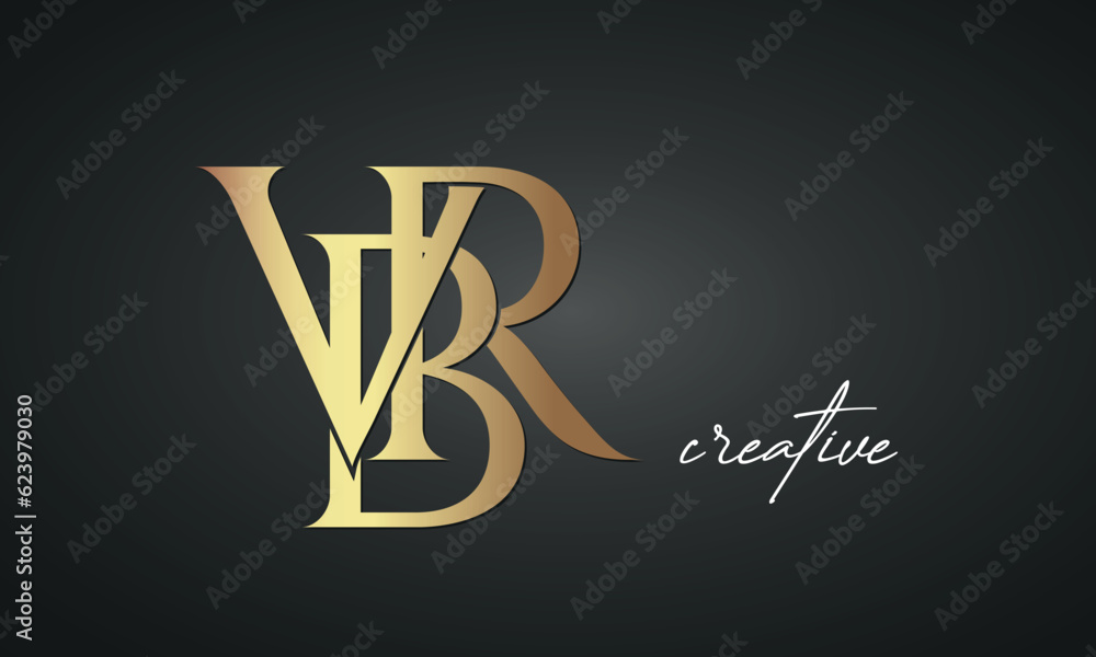 luxury letters VBR golden logo icon premium monogram, creative royal ...