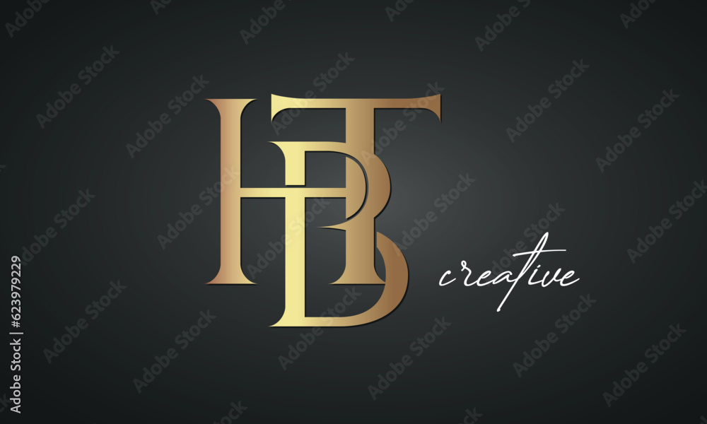 luxury letters HBT golden logo icon premium monogram, creative royal ...