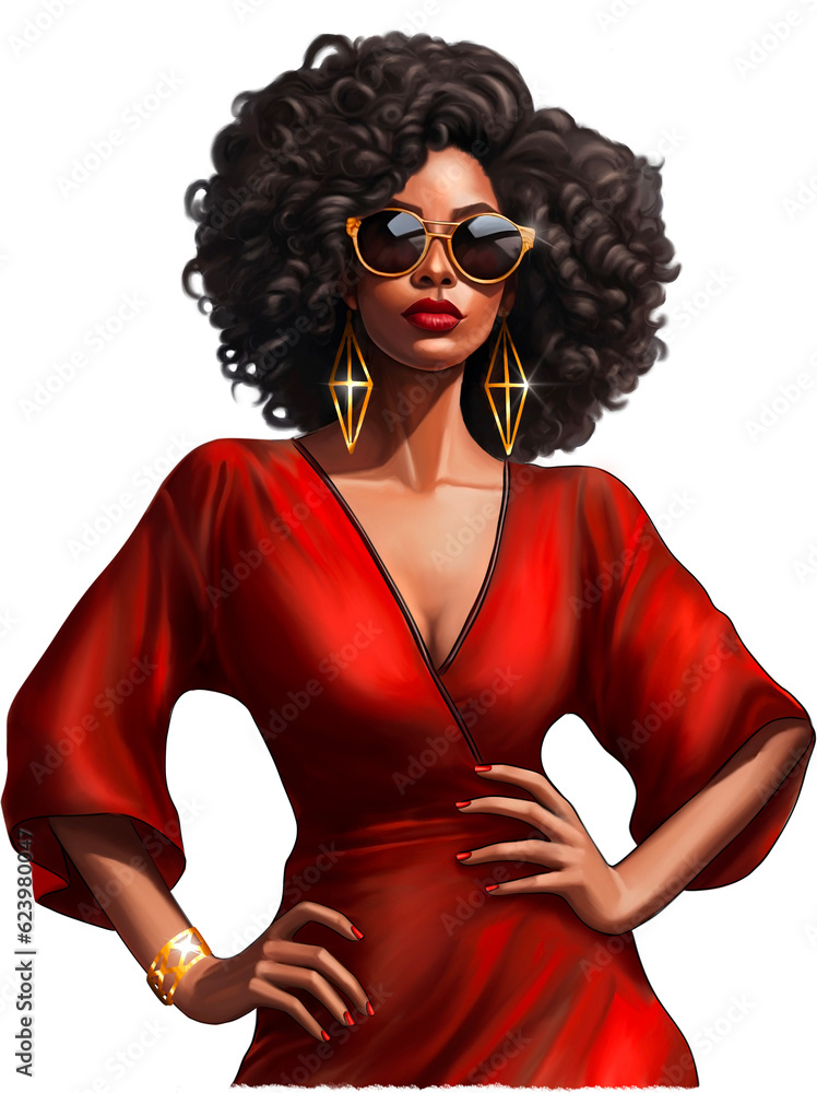 Black Woman With Sunglasses Clipart Afro Girl In Red Dress Clip Art ...