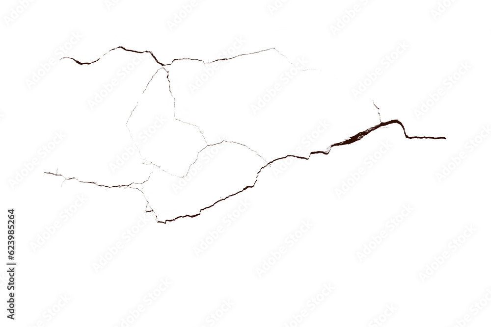 Several big horizontal cracks on the wall with transparent background ...