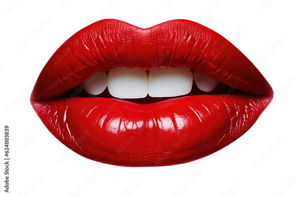red lips isolated on transparent background. Kiss . Stock Photo | Adobe ...