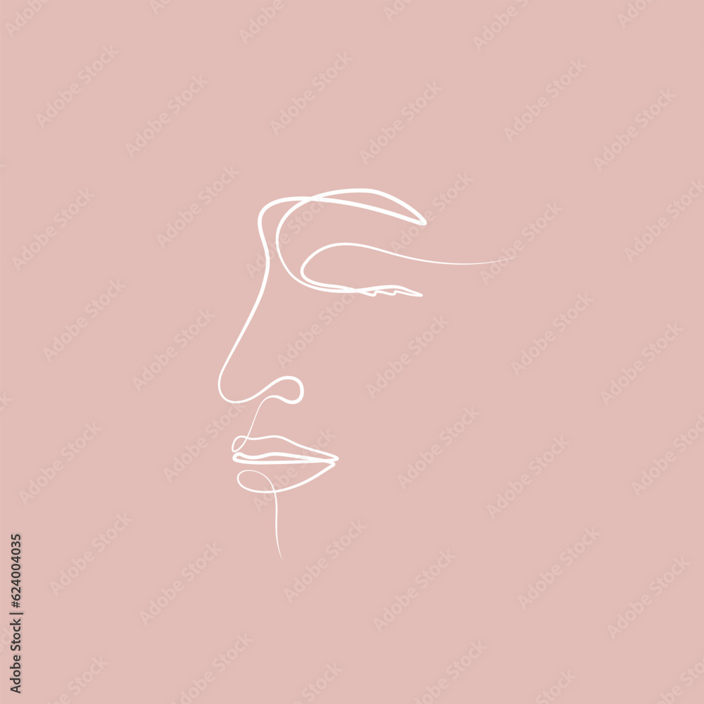 woman face eye closed glance calligraphy line art decorative Stock ...