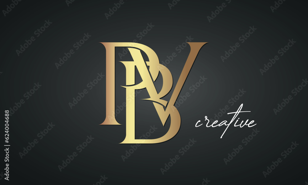 luxury letters PBV golden logo icon premium monogram, creative royal ...