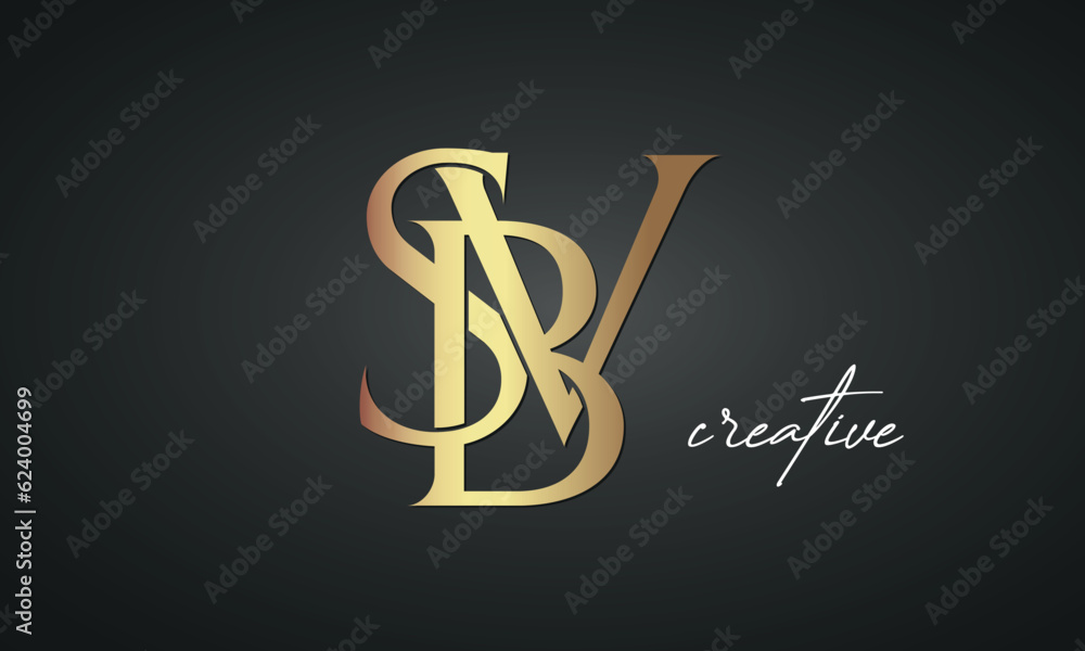 luxury letters SBV golden logo icon premium monogram, creative royal ...
