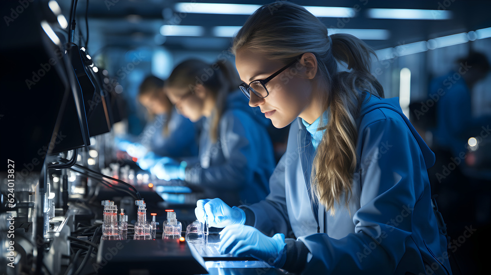 Important research. Serious experienced scientist working with her ...