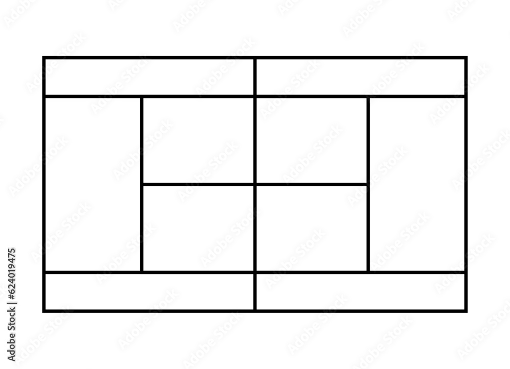 Top view of tennis court. Diagram of tennis court. Outline illustration ...