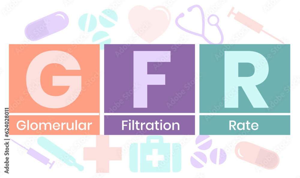 GFR - Glomerular Filtration Rate acronym. medical concept background ...
