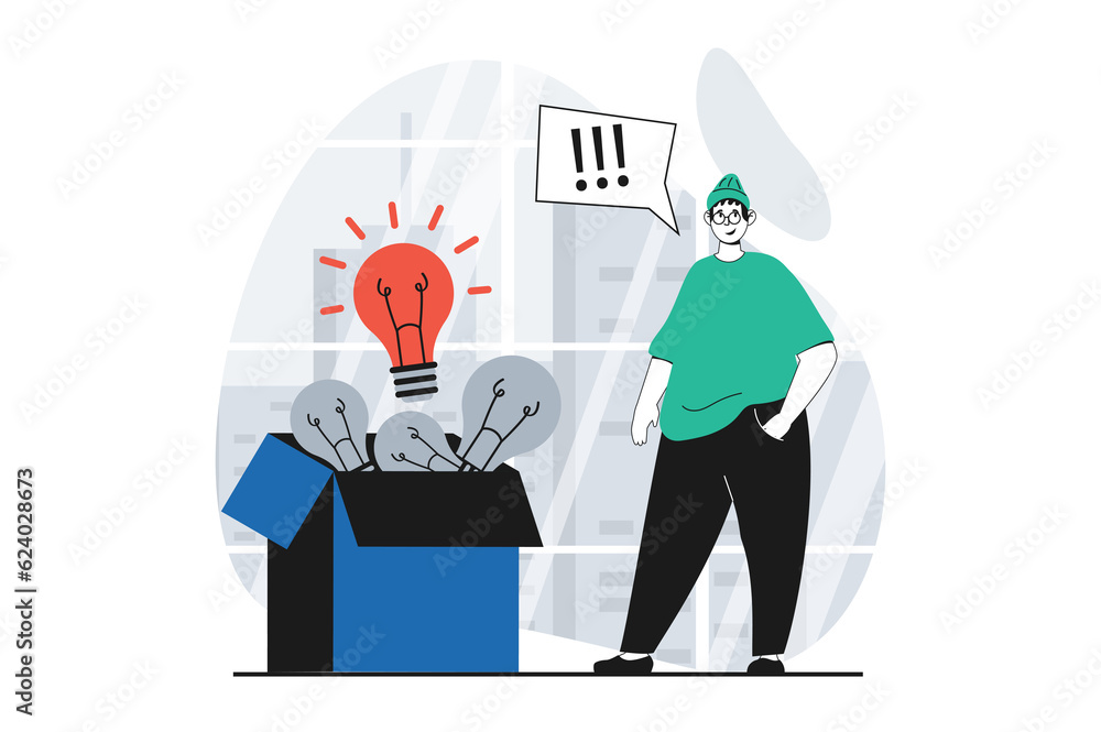 Finding solution concept with people scene in flat design for web. Man ...