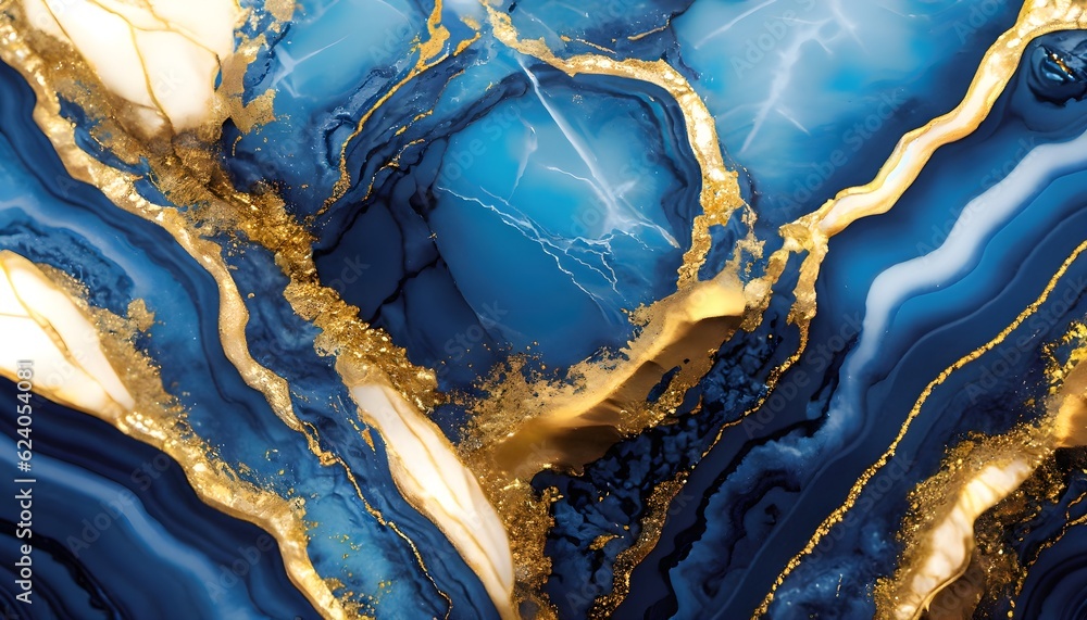 blue and yellow background, blue marble stone with gold vein graphite ...