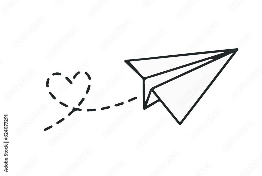 Paper airplane flying with heart, vector illustration Stock Vector ...