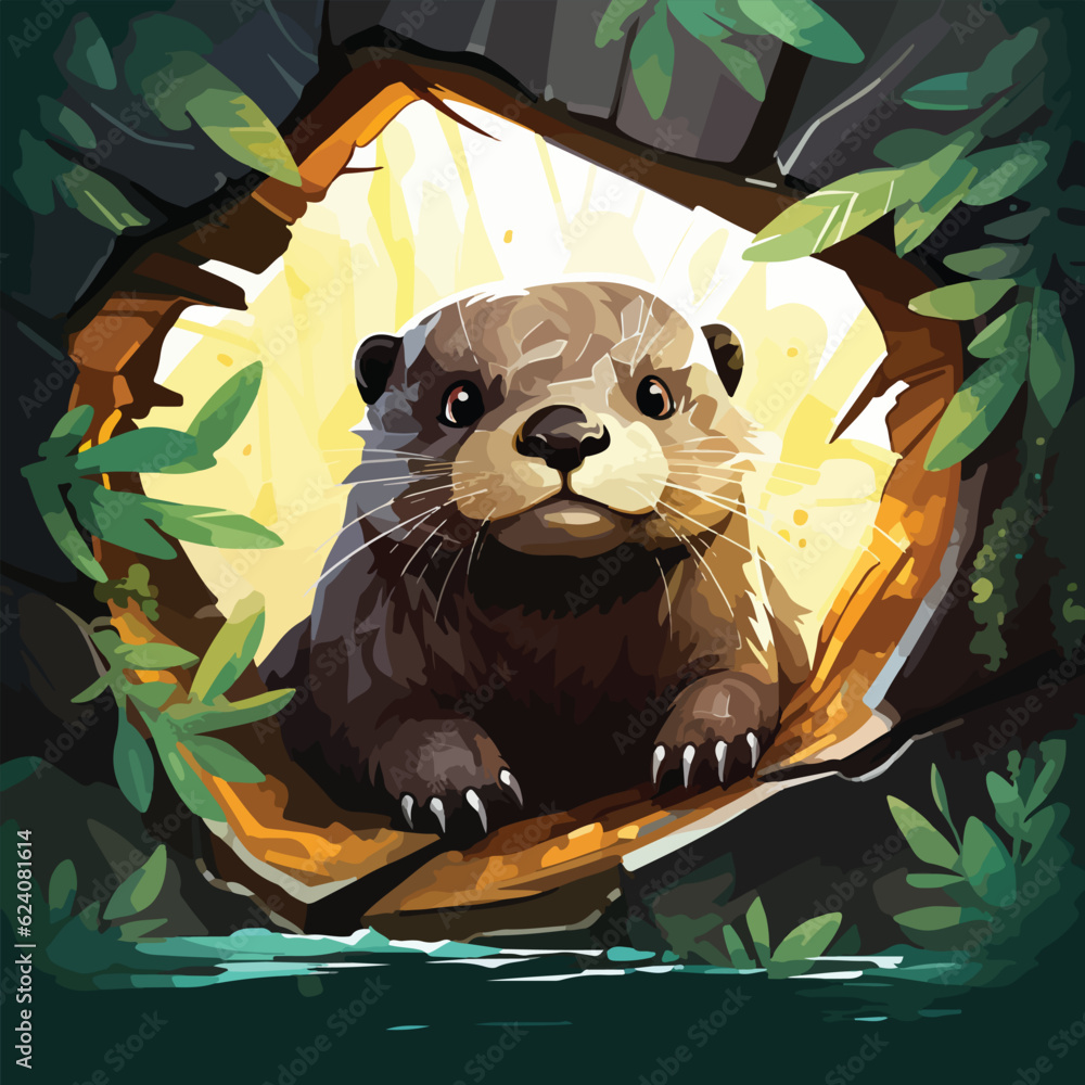 An endearing otter Vector Logo Icon Sports Mascot flat illustration ...