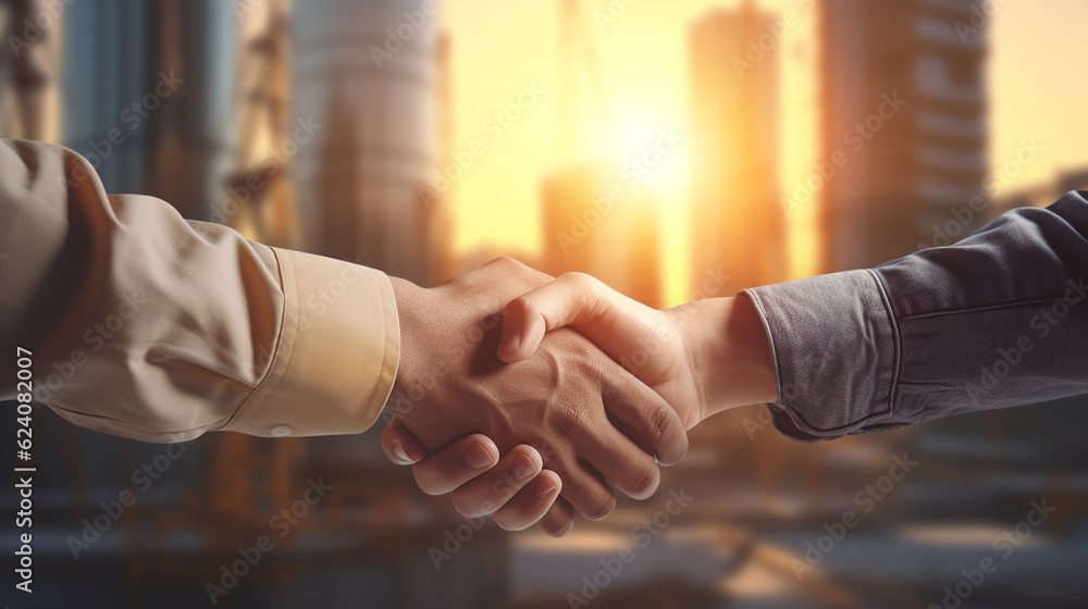 construction worker team contractor shaking hand after business meeting ...