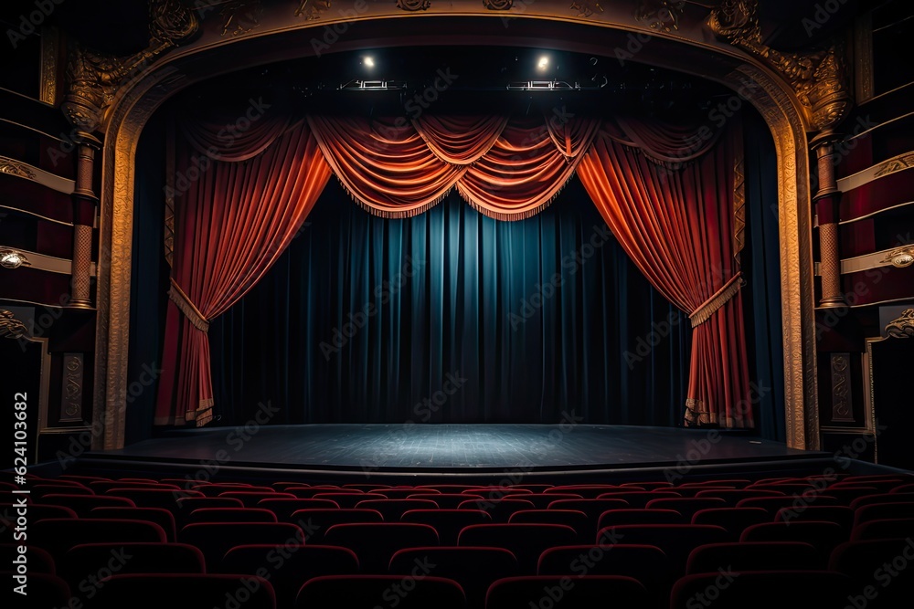 Silent Stage: Darkened Empty Theatre and Cinema with Vacant Auditorium ...