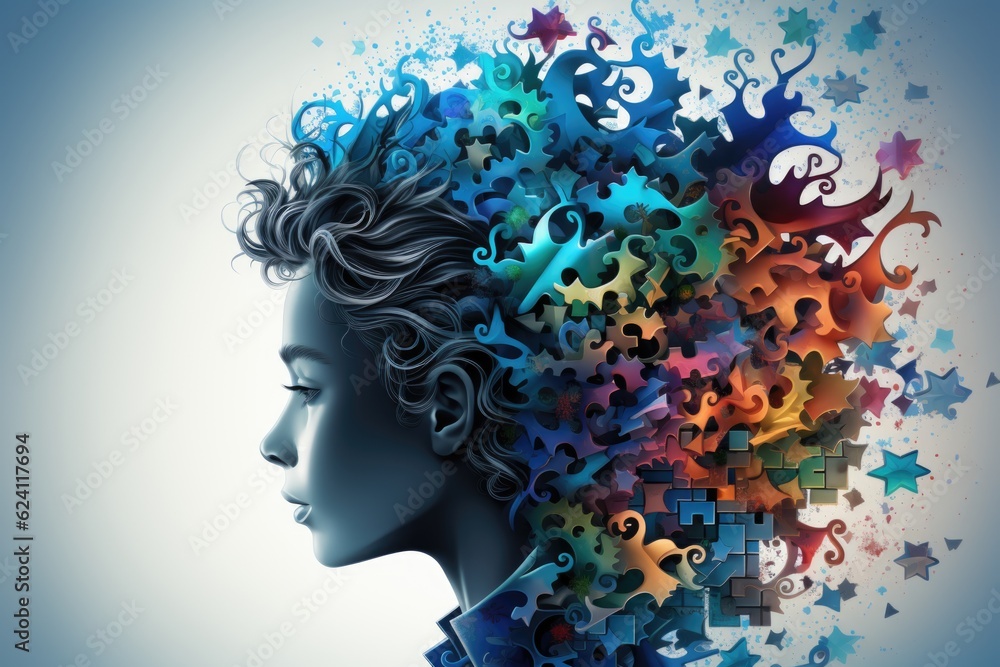 A woman's head with gears coming out of it. Generative AI ...