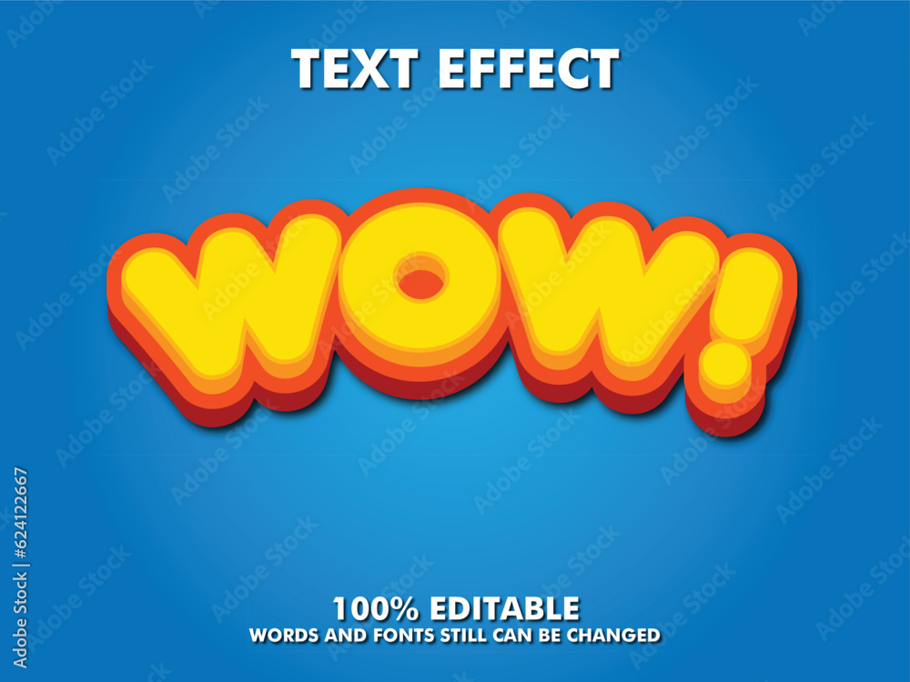 vector wow text effect editable template, wow text, fun font, Wow word l text, modern editable ...