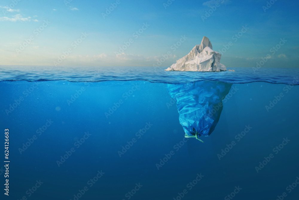 Zdjęcie Stock: Iceberg - plastic bag with a view under the water ...
